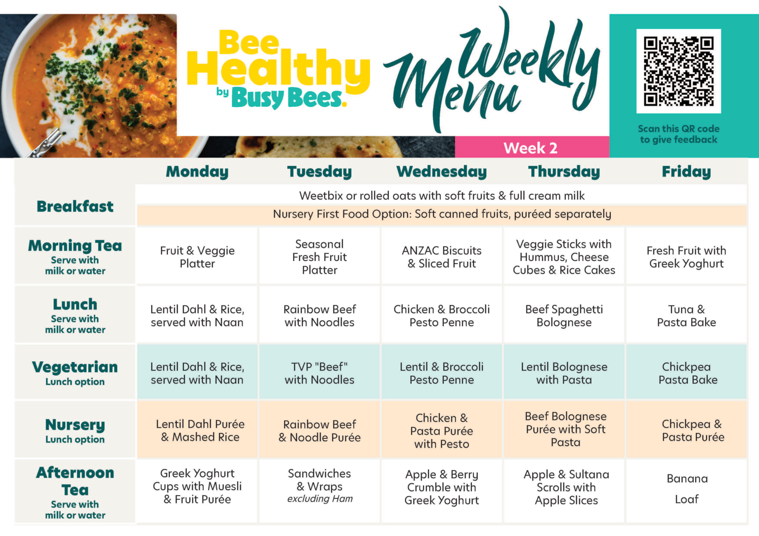 New Bee Healthy Spring/Summer Menu - Busy Bees